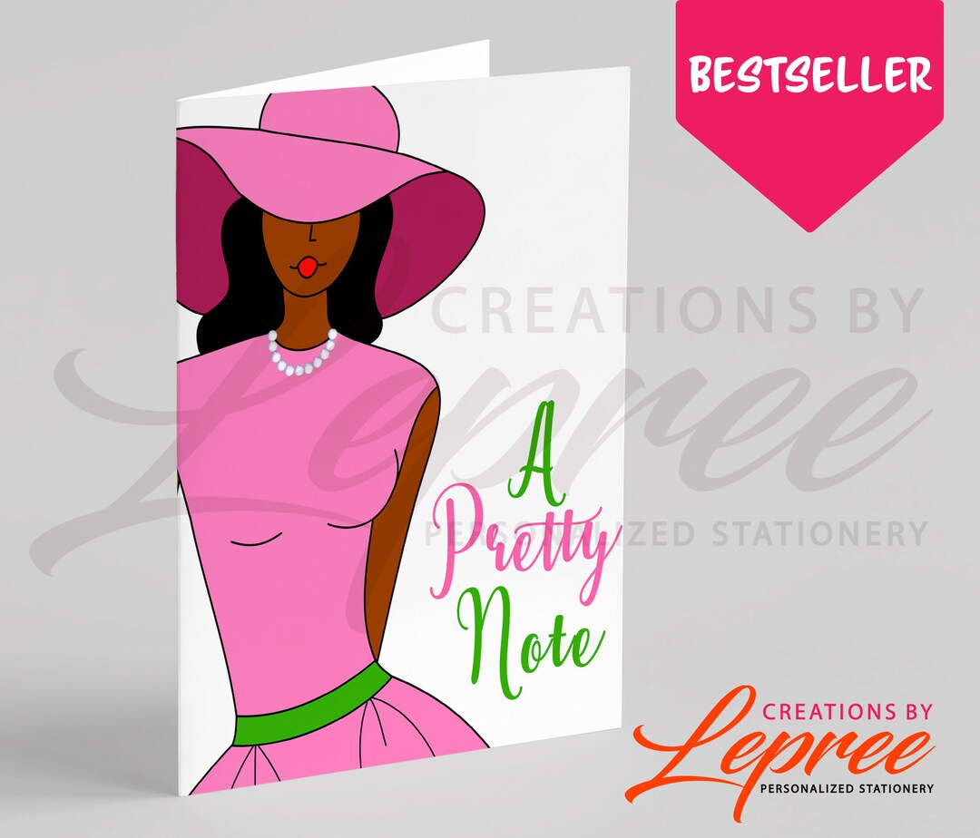 AKA Inspired Personalized Card, Sorority Card, Pink and Green Cards - Etsy