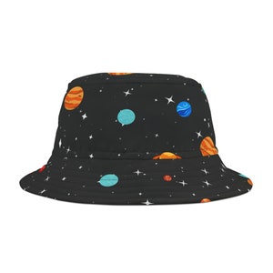 Space Cartoon Planets Bucket Hat Cute Planets Stars Hat Space Themed ...
