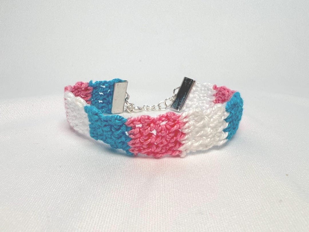 Handmade Crochet Transgender Pride Flag Bracelet - Etsy