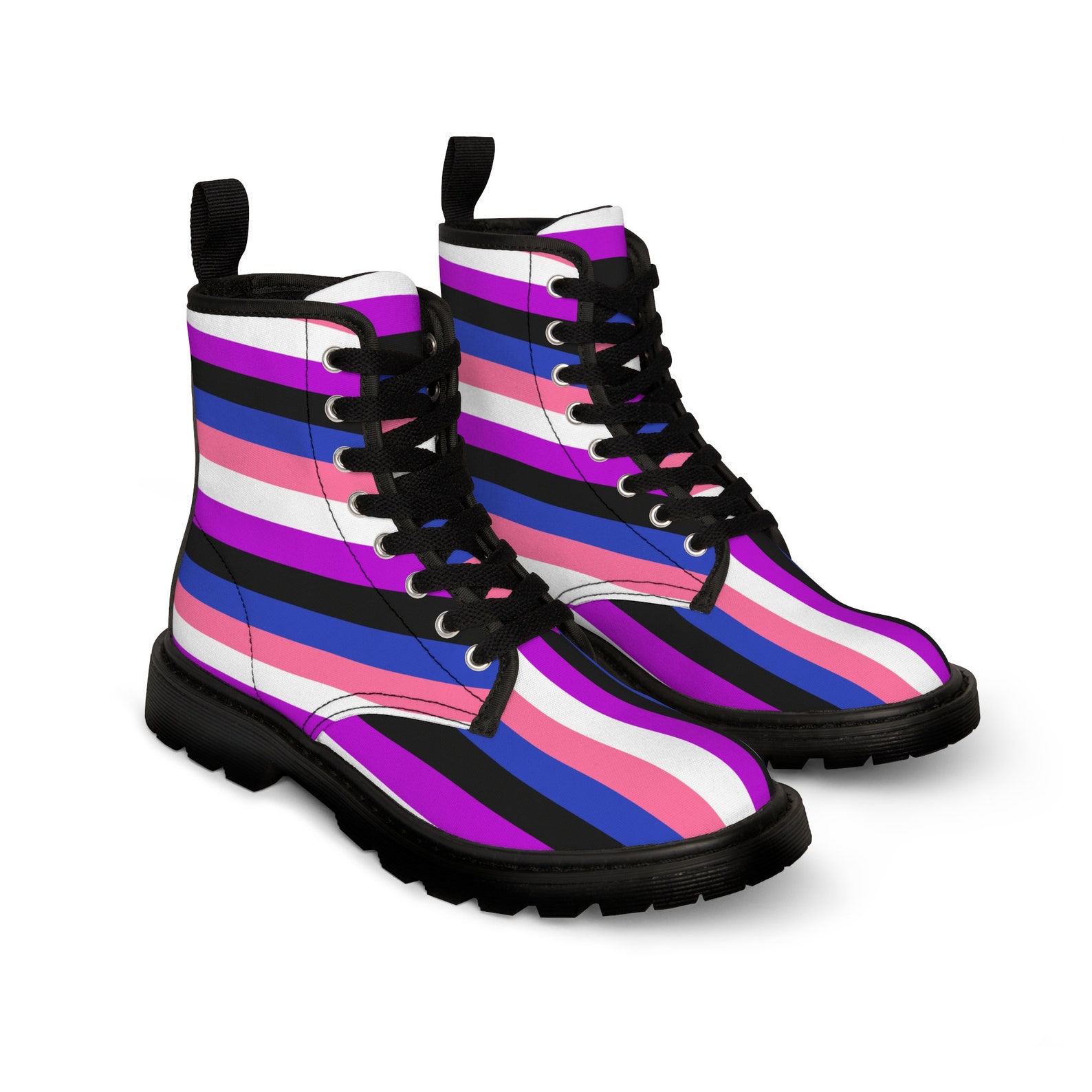 Genderfluid Flag Boots men's Sizes Pride Flag Canvas Boots Cute Goth ...
