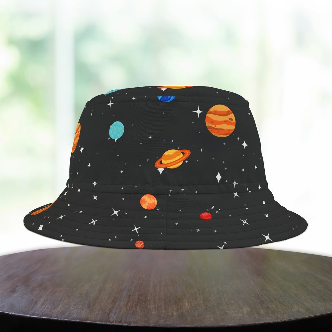 Space Cartoon Planets Bucket Hat Cute Planets Stars Hat Space Themed ...