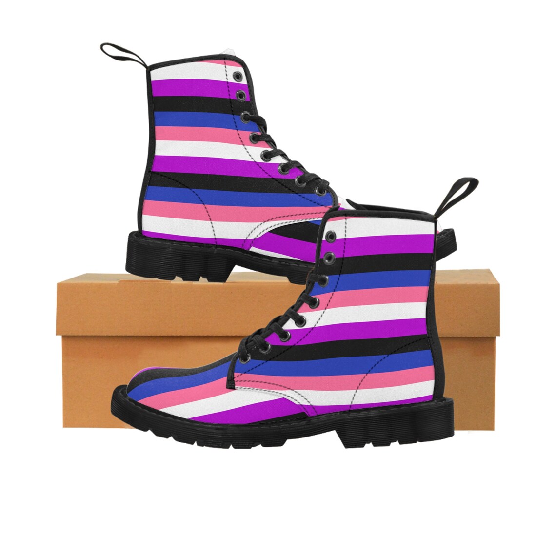 Genderfluid Flag Boots men's Sizes Pride Flag Canvas Boots Cute Goth ...