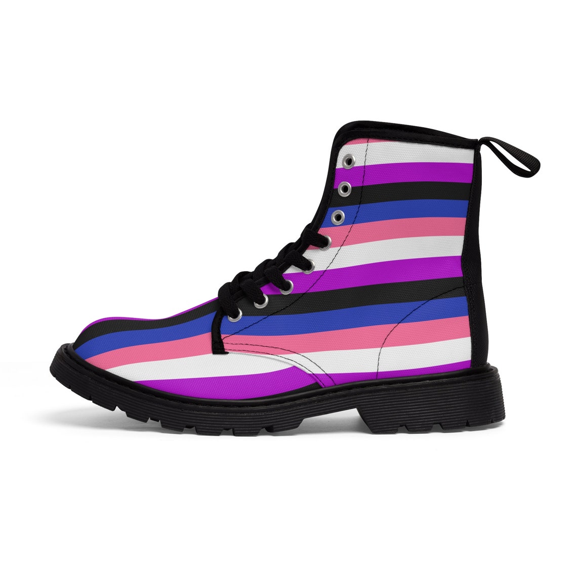 Genderfluid Flag Boots men's Sizes Pride Flag Canvas Boots Cute Goth ...