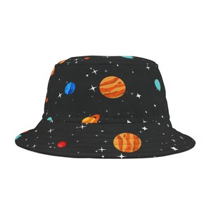 Space Cartoon Planets Bucket Hat Cute Planets Stars Hat Space Themed ...