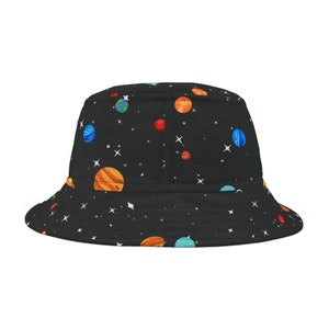 Space Cartoon Planets Bucket Hat Cute Planets Stars Hat Space Themed ...