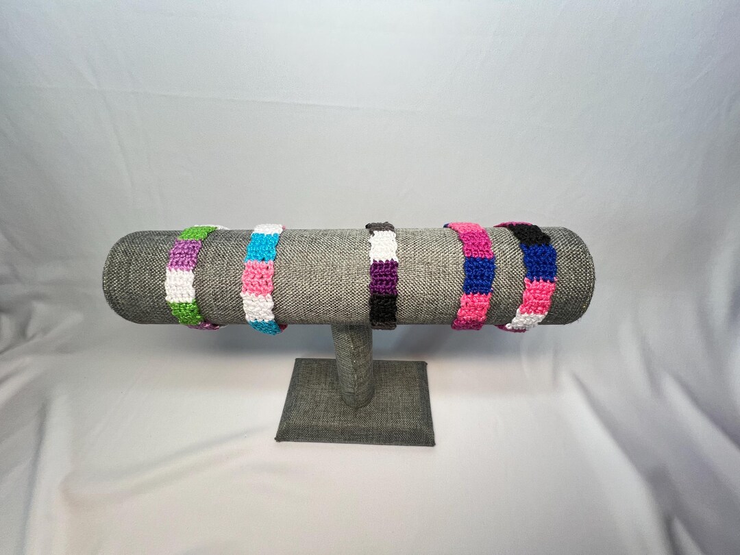 Crochet Pride Flag Bracelets - Handmade Lgbt Jewelry - Custom Options Choices ALL Pride Flags ...