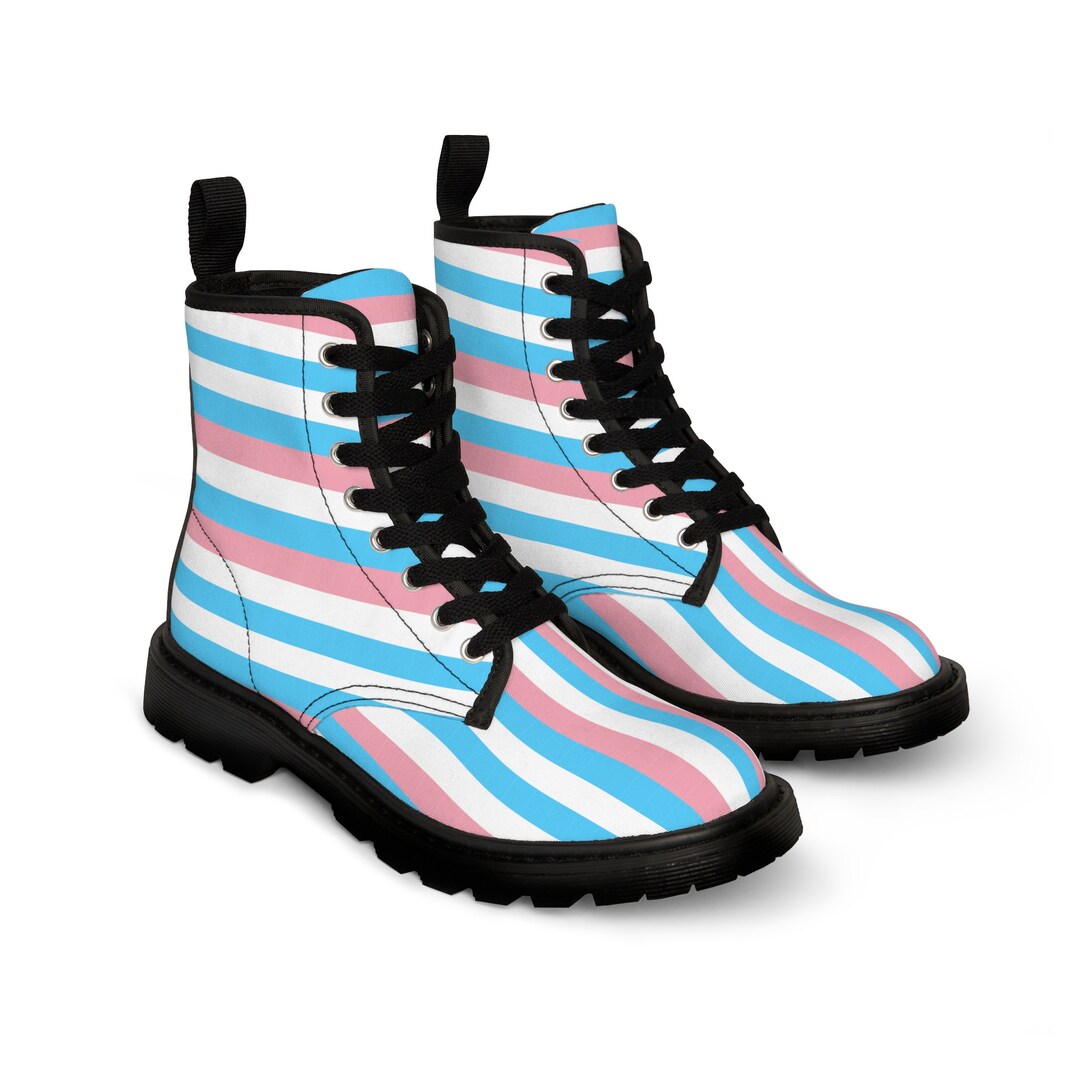 Transgender Flag Boots women's Sizes Canvas Boots Trans Pride Flag Cute ...