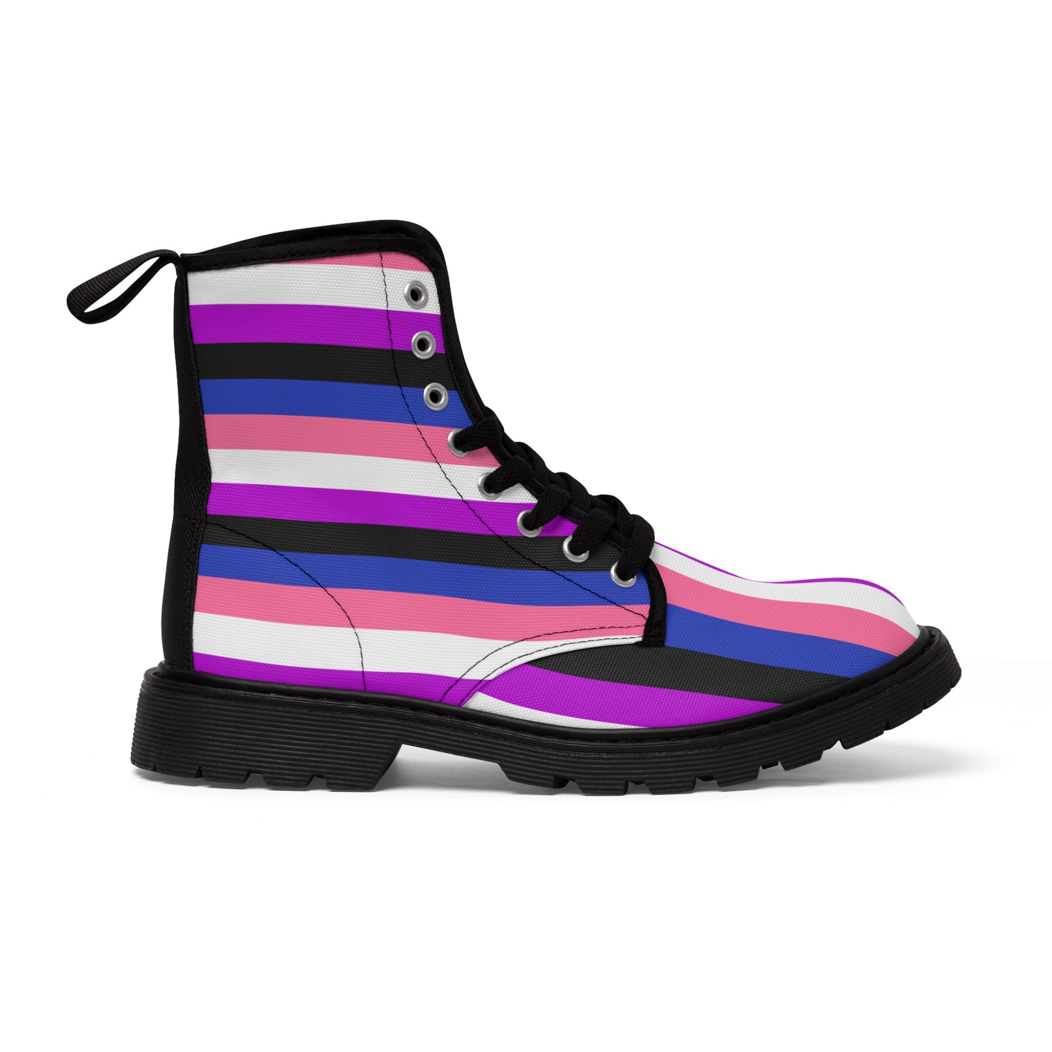 Genderfluid Flag Boots men's Sizes Pride Flag Canvas Boots Cute Goth ...