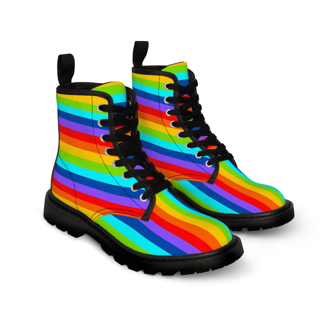 Rainbow Flag Boots women's Sizes Canvas Boots ROYGBIV Pride Flag Cute ...