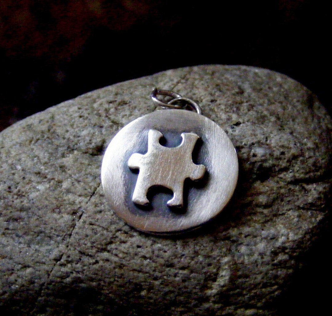 Silver Pendant Autism Awareness Jigsaw Piece With Trace Chain - Etsy
