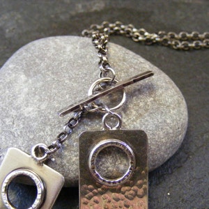 Silver Star and Moon Amethyst Double Tag Toggle Celestial Necklace - Etsy