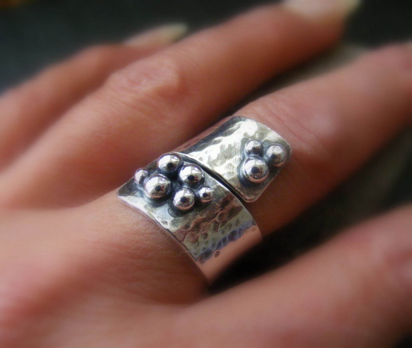 Silver Spiral Ring With Hammered Detail Coil Silver Cocktail Ring - Etsy UK