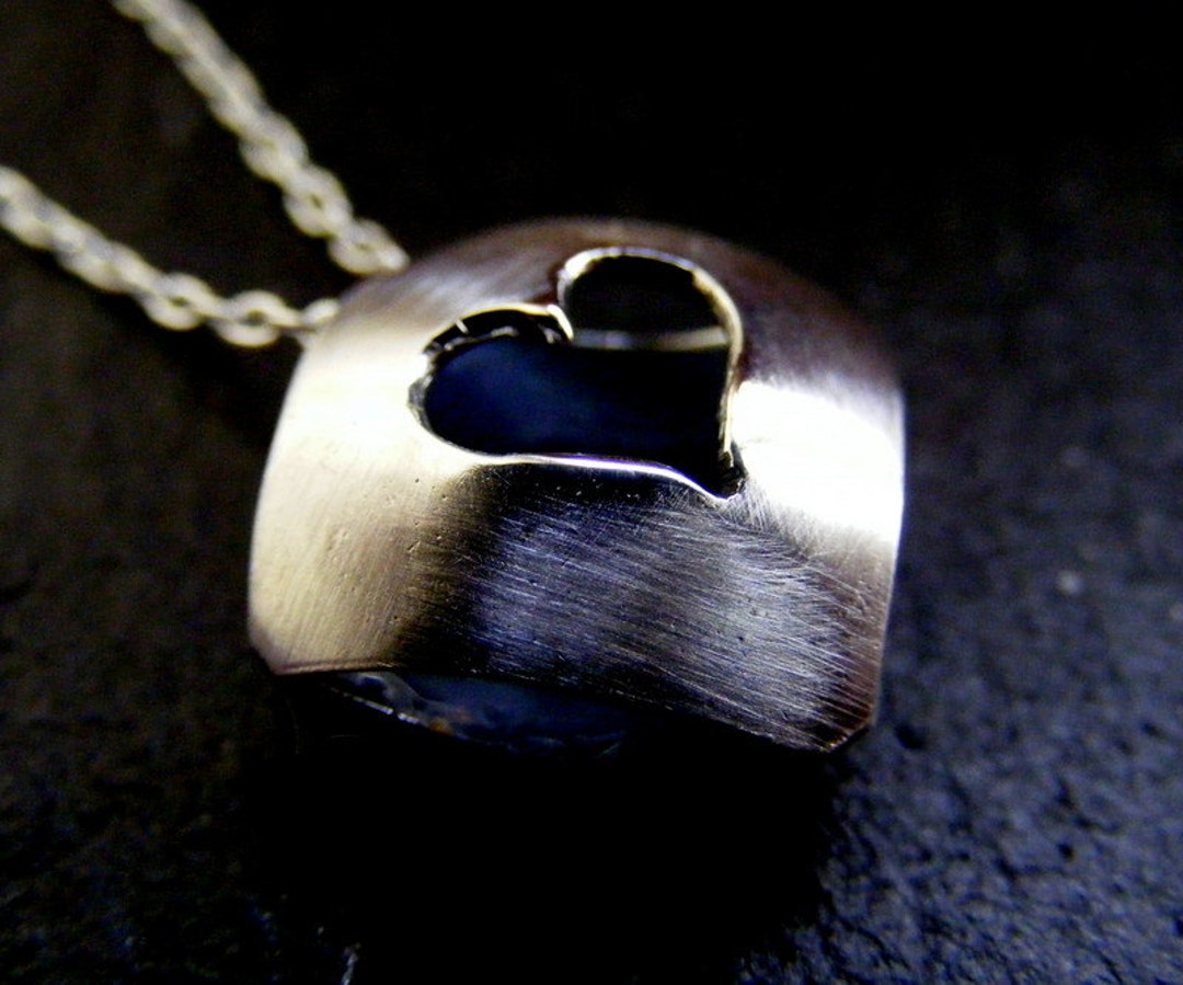 Silver Heart Necklace Bead Simple Heart Pendant With Satin - Etsy
