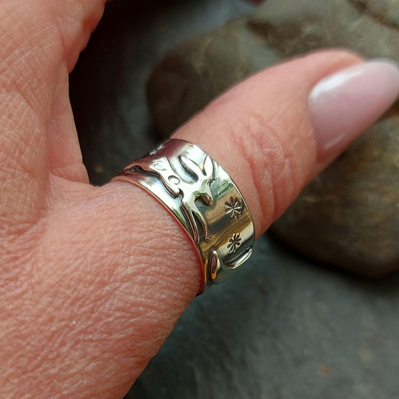 Silver Rabbit Band Ring - Etsy UK