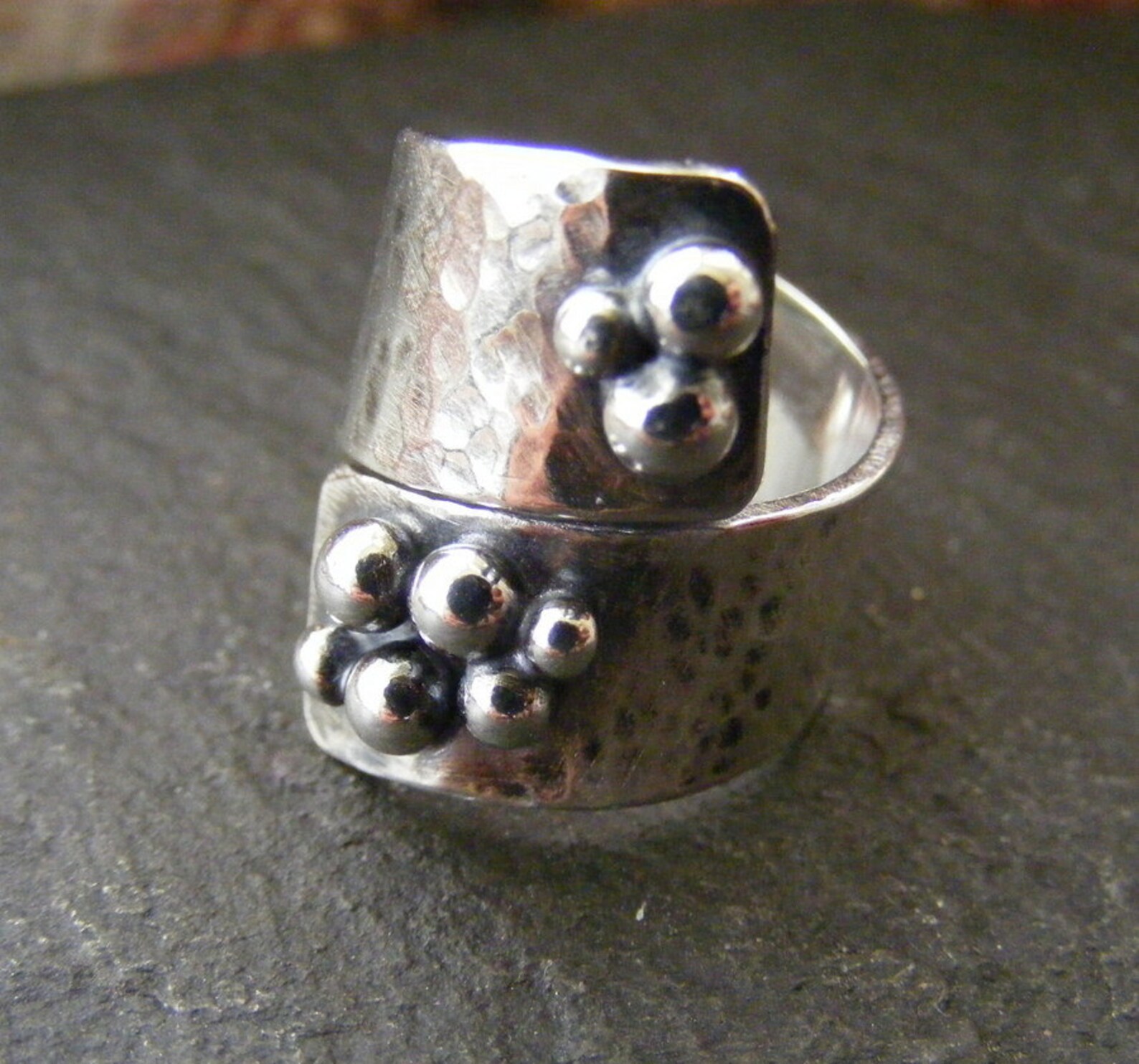 Silver Spiral Ring With Hammered Detail Coil Silver Cocktail Ring - Etsy UK