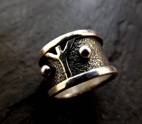 Silver Rune Handmade Textured and Oxidised Ring Wedding | Etsy
