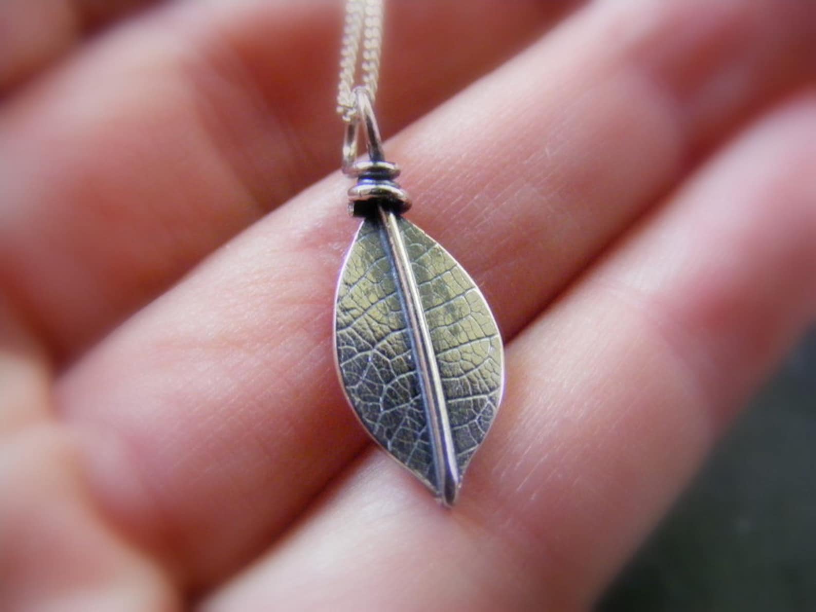Silver Pendant Leaf Necklace Textured Sterling Leaf Pendant - Etsy UK