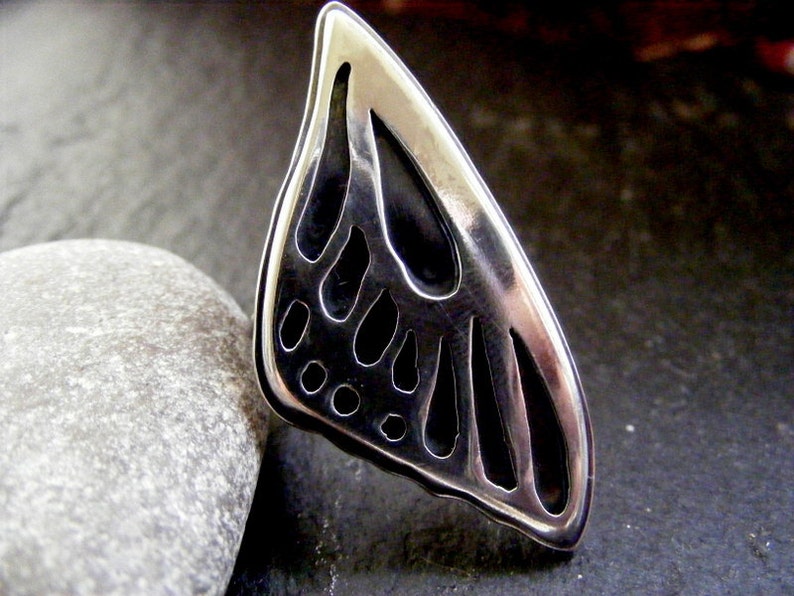 Silver Butterfly Ring Handmade Moth Wing Nature Statement Ring - Etsy UK