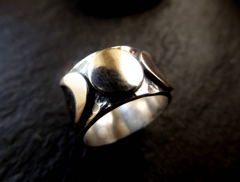 Silver Triple Moon Ring ,wide Three Moon Crescent Silver Ring With ...