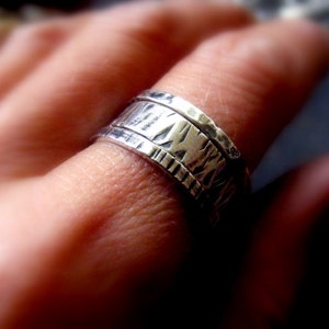 Rustic Silver Stacking Rings With Wood Texture , Set of Three - Etsy
