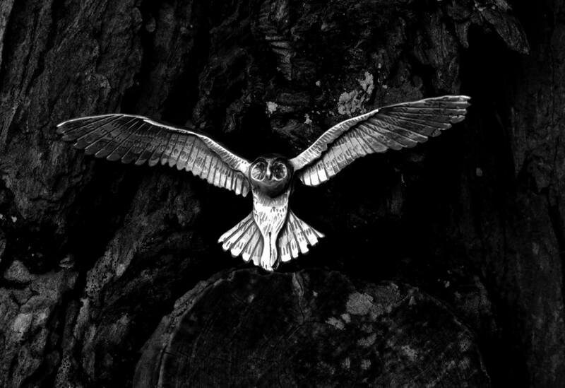 Silver owl necklace flying sterling owl necklace with | Etsy