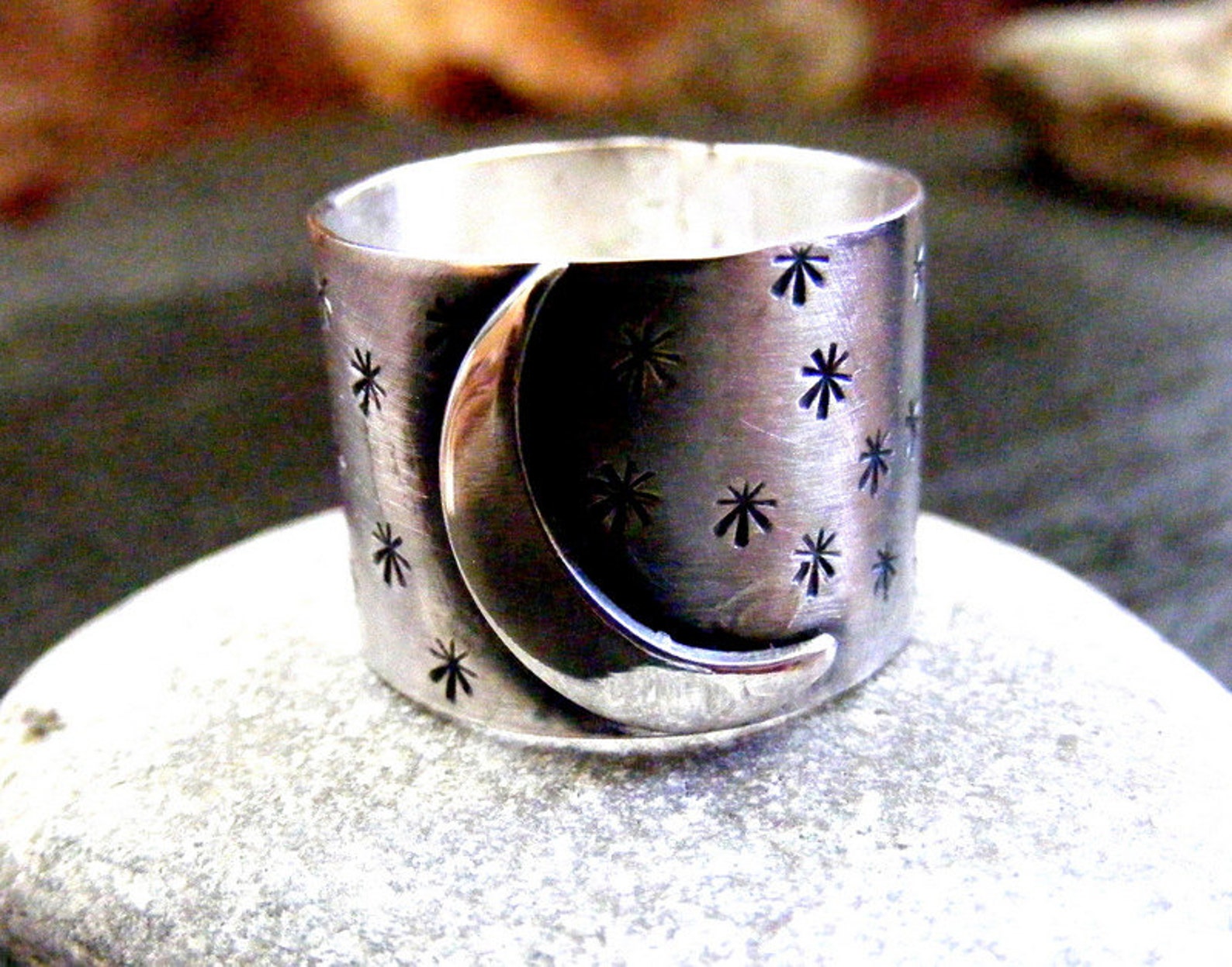 Silver Crescent Moon and Star Design Celestial Sterling - Etsy