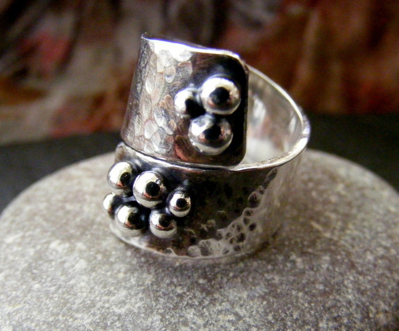 Silver Spiral Ring With Hammered Detail Coil Silver Cocktail Ring - Etsy UK