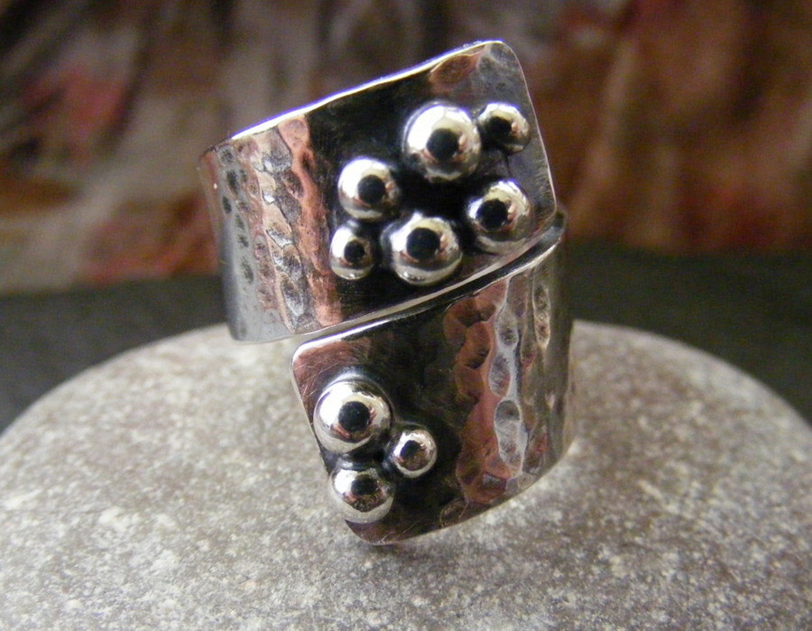 Silver Spiral Ring With Hammered Detail Coil Silver Cocktail Ring - Etsy UK