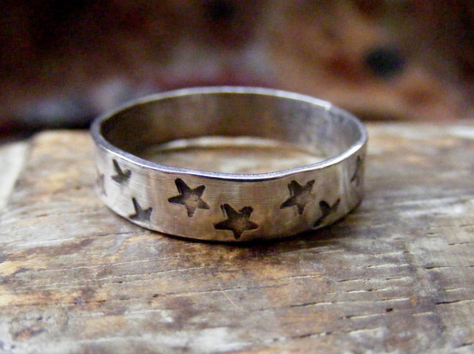 Silver Star Textured Ring With Hand Stamped Stars for Stacking - Etsy