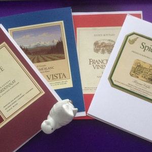 Vintage Wine Labels Cards Handmade Notecards Blank Parchment Liner OOAK ...