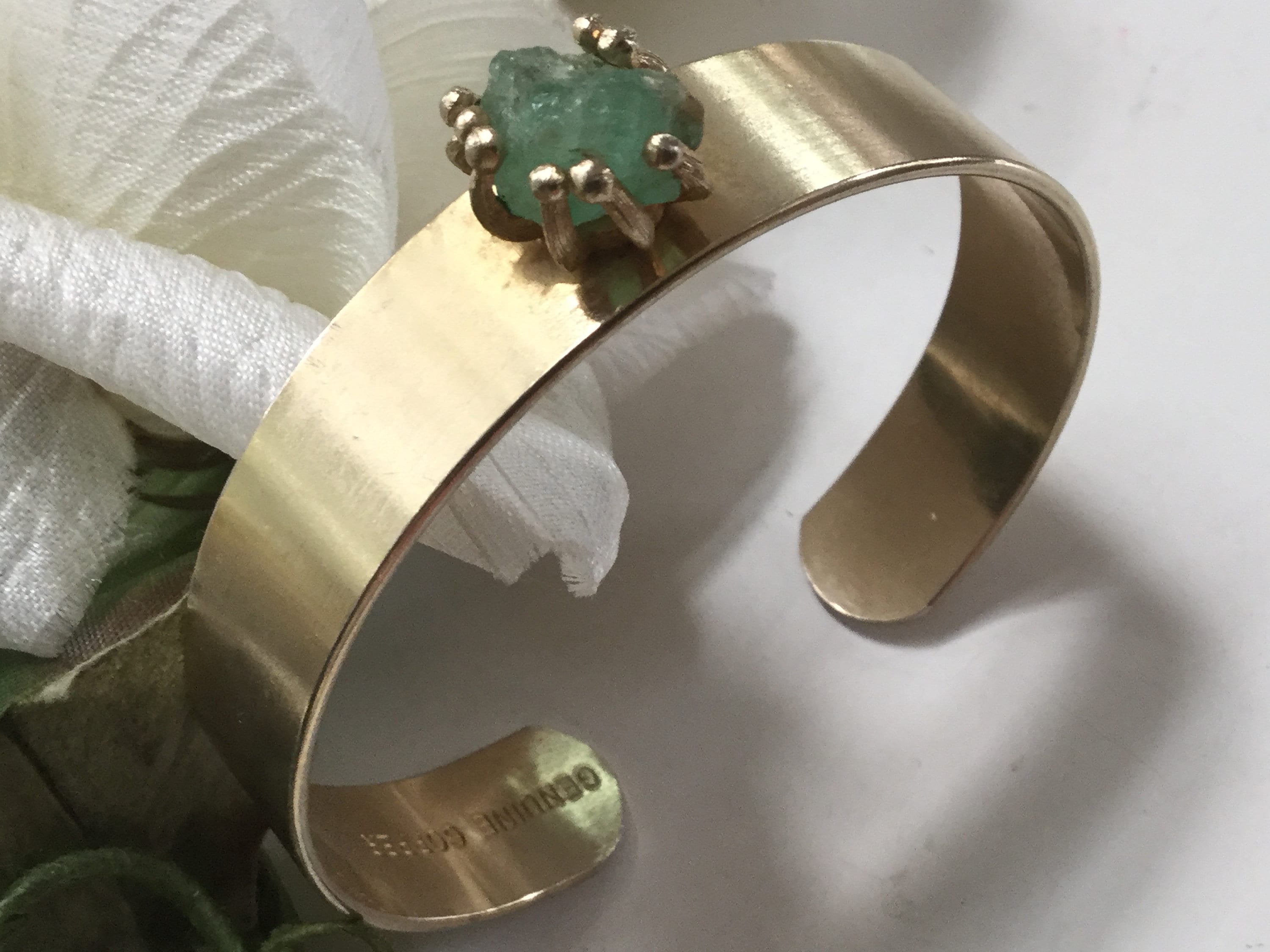 Vintage Copper Green Stone Cuff Bracelet Bangle Vermeil Hand Crafted ...