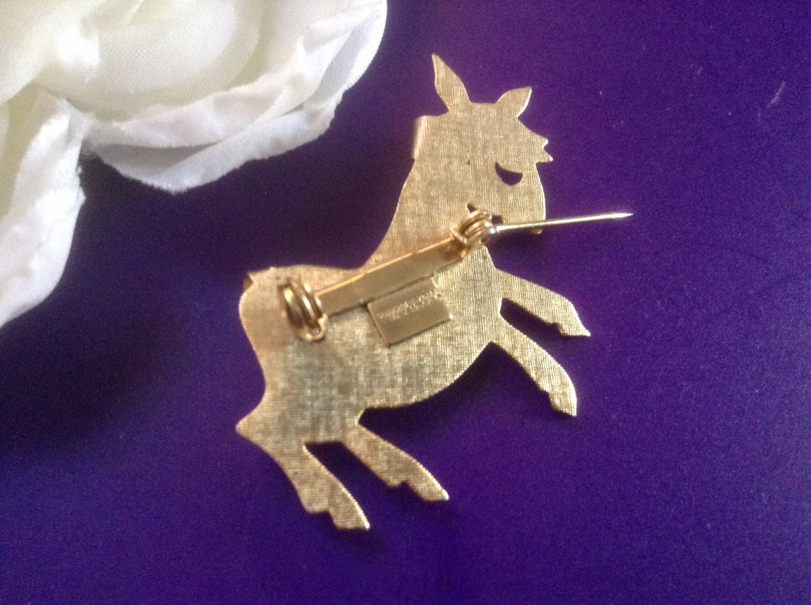 James Hall Donkey Pin Brooch 60s Yankee Silversmiths Enamel Goldtone ...
