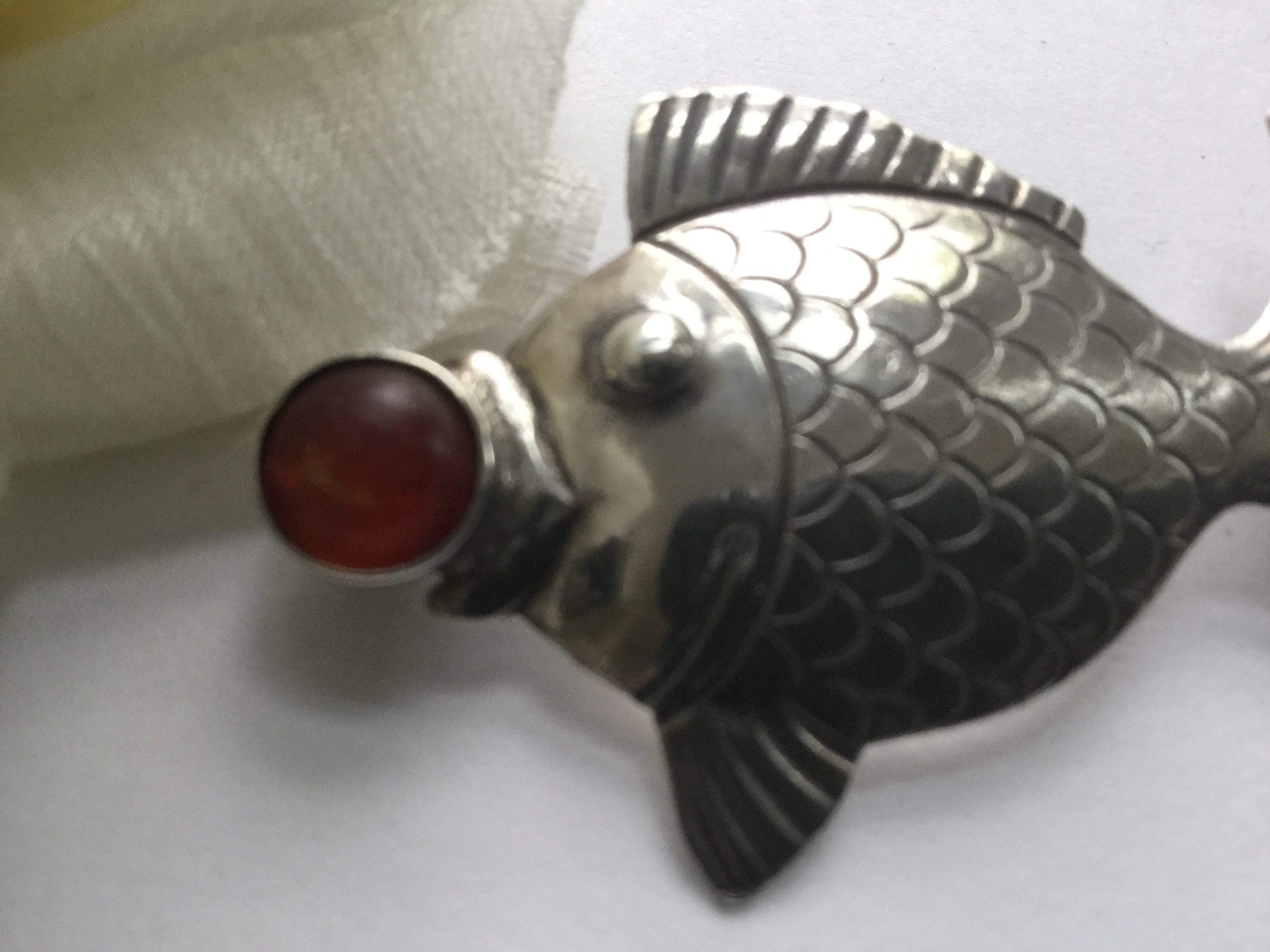 Vintage 835 Sterling Fish Brooch Pin Carnelian C Clasp Pisces - Etsy 日本