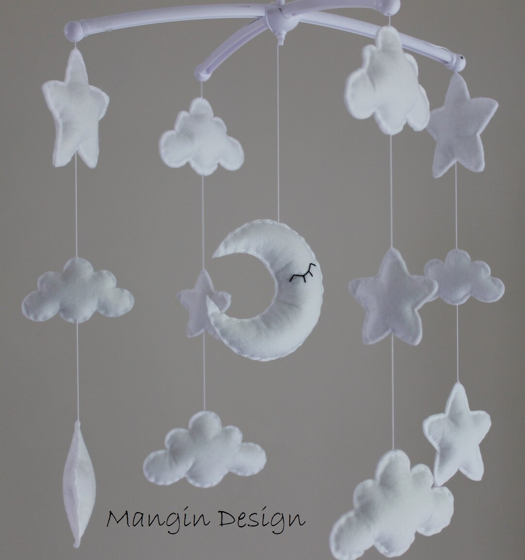 Sale Gorgeous Star Cloud Moon Mobile Musical Cot Mobile Star Nursery - Etsy