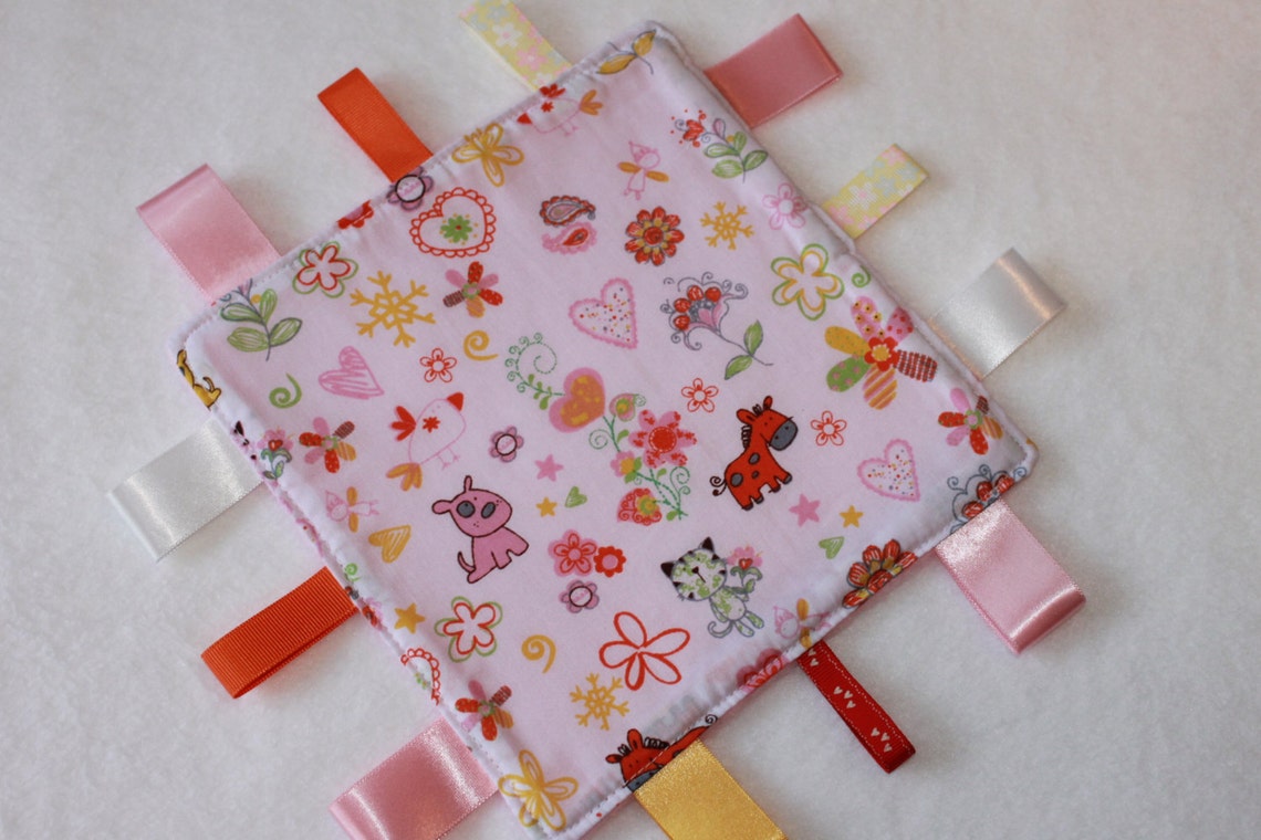 Sale Girl Taggy Blanket Taggies Sensory Blanket Taggy | Etsy