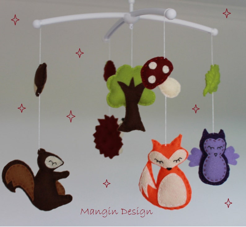 SALE Woodland Cot Mobile Decorations Felt Animal - Etsy