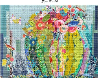 Cactus Queen Collage Quilt Pattern by Laura Heine of Fiberworks - Etsy