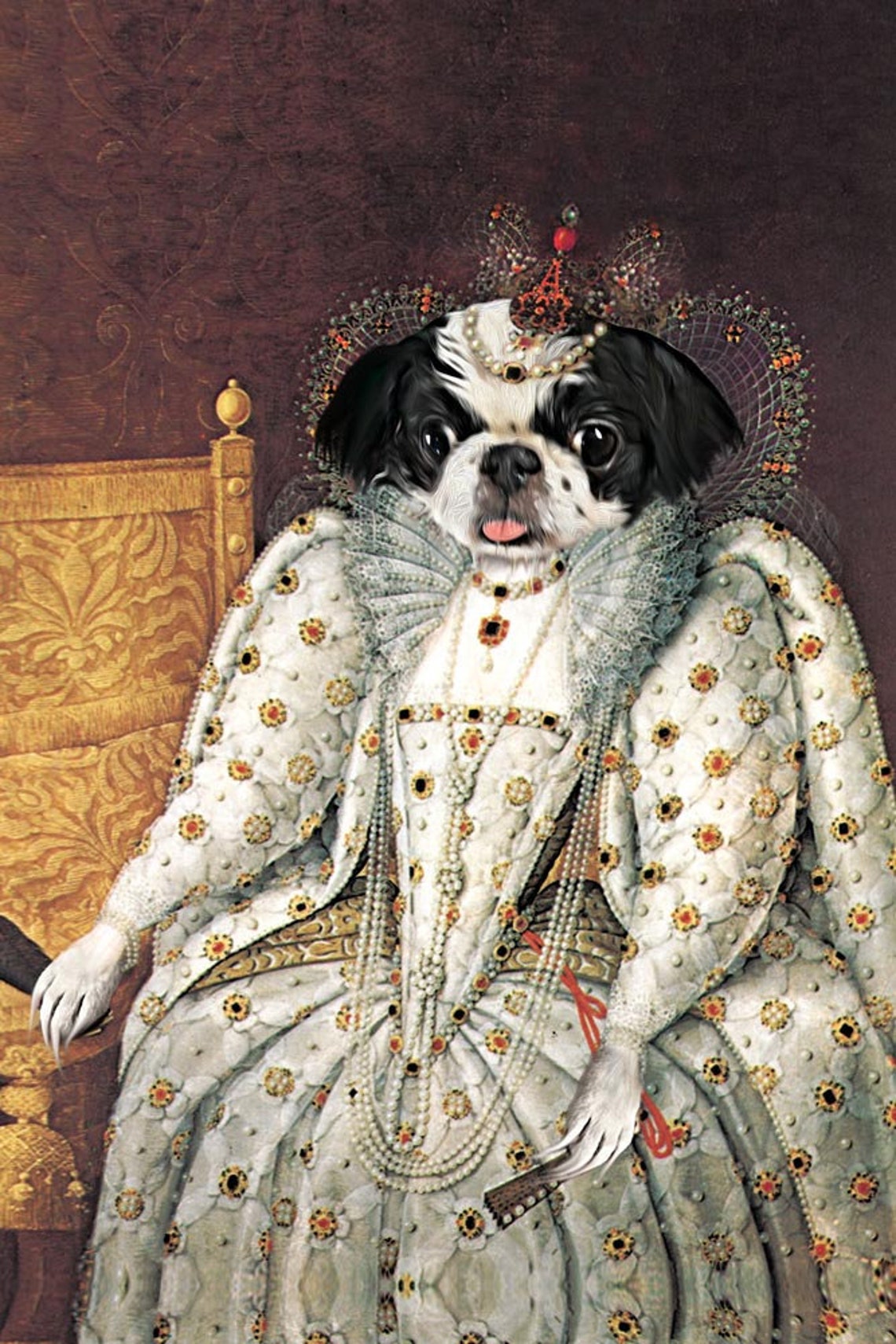 Queen Custom Pet Portraits Digital Personalized Portrait | Etsy