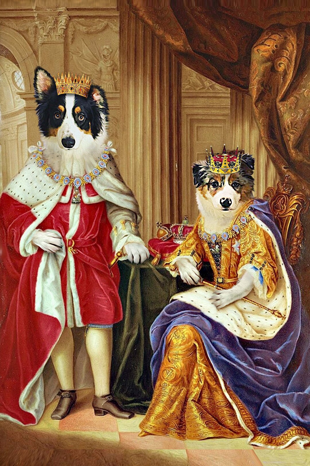 TWO Pet Portrait - Queen Anne and Prince George - Dog Portraits and Cat ...