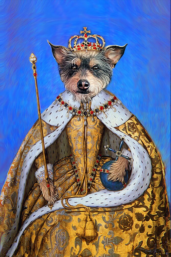 SINGLE Pet Portrait - Queen Elizabeth - Custom Pet Portraits - Dog ...