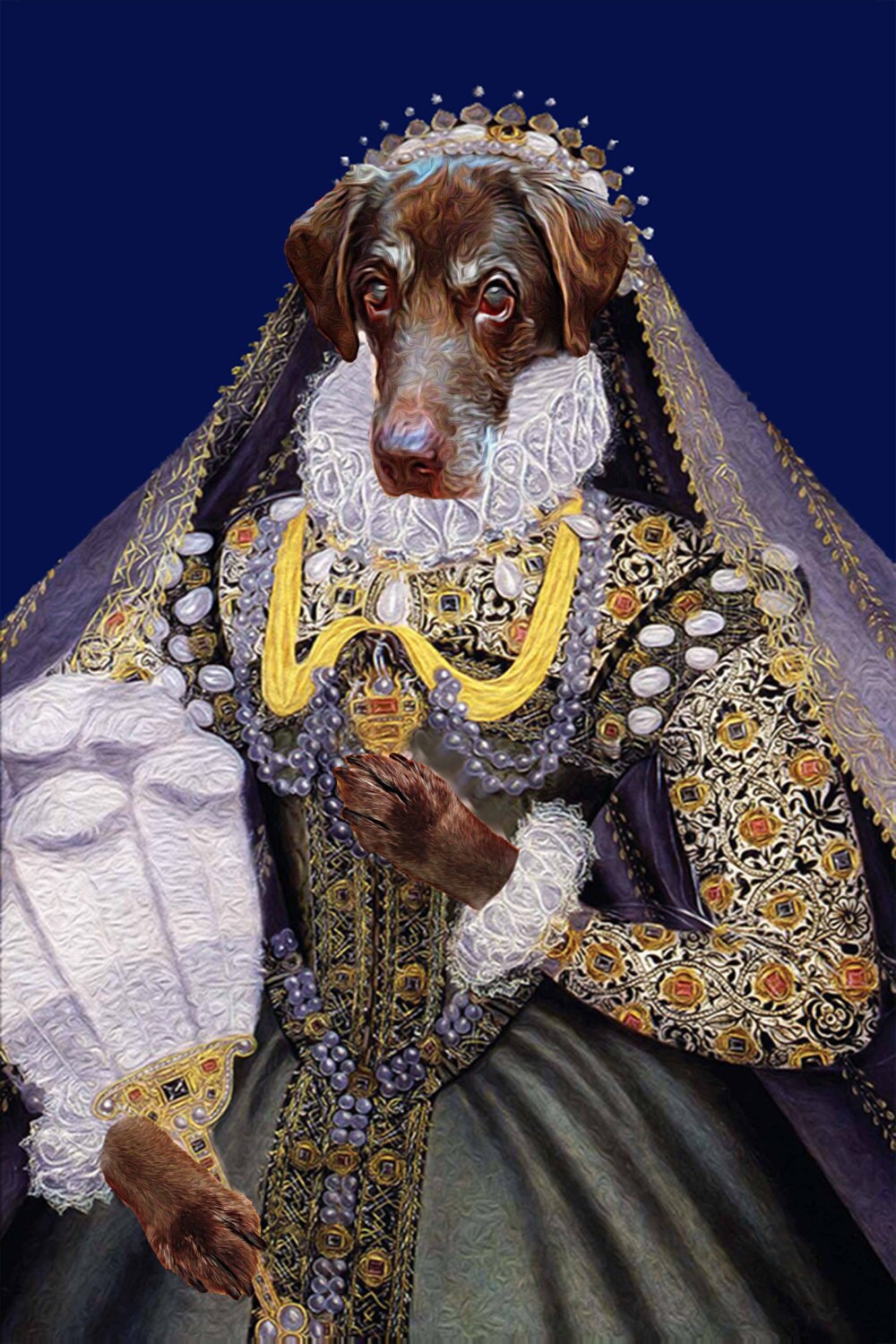 Queen Elizabeth Custom Pet Dog and Cat Portraits Digital | Etsy