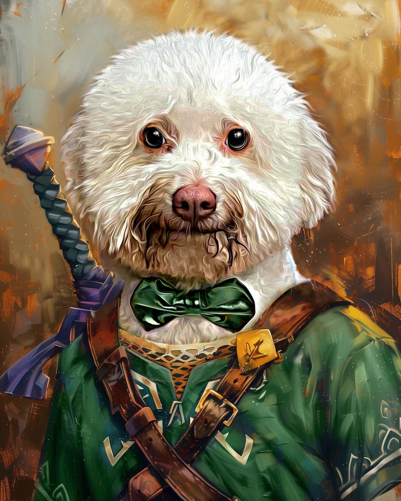 Link - Legends of Zelda Inspired Pet Portrait - Dog Portraits and Cat ...