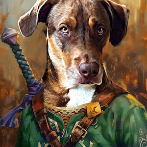 Link - Legends of Zelda Inspired Pet Portrait - Dog Portraits and Cat ...