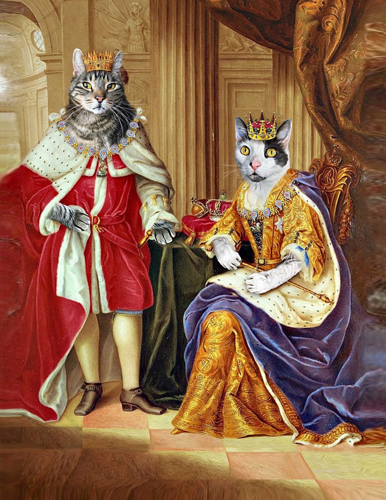 TWO Pet Portrait - Queen Anne and Prince George - Dog Portraits and Cat ...