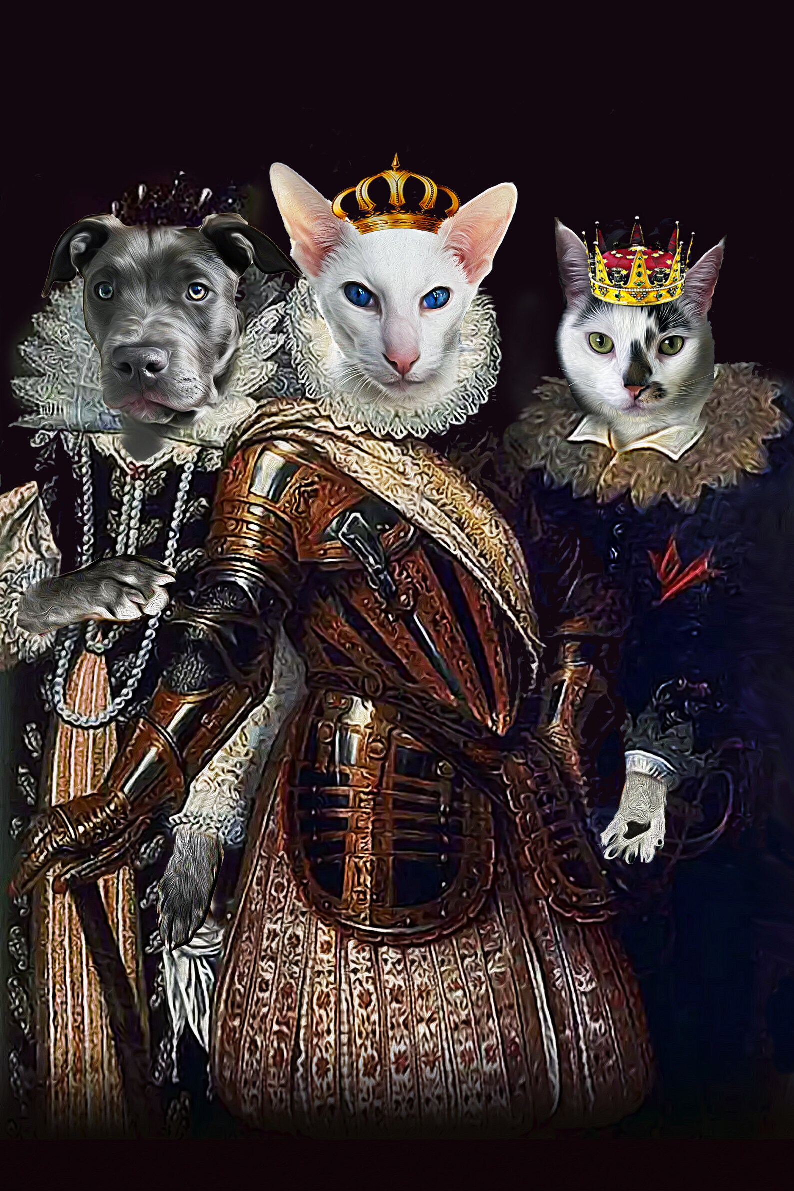 THREE Pet Portrait custom Pet Portraits Dog Portraits and - Etsy