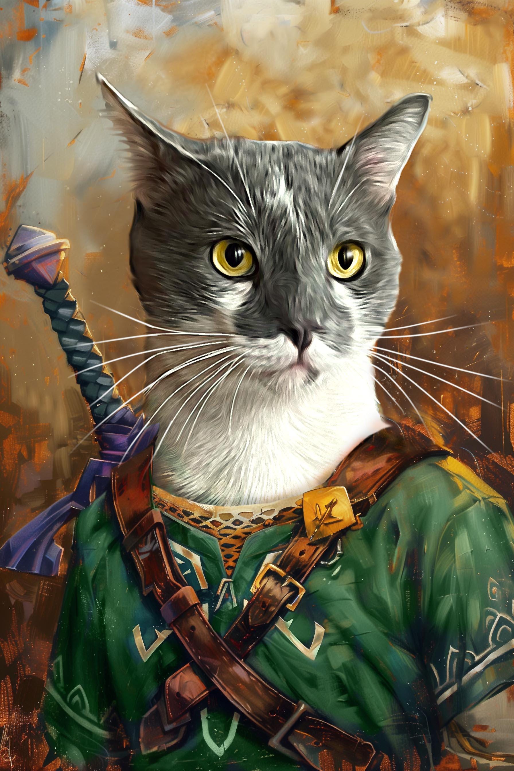 Link - Legends of Zelda Inspired Pet Portrait - Dog Portraits and Cat ...
