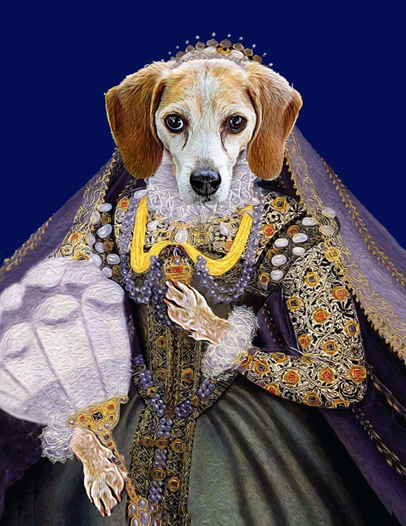 Queen Elizabeth Custom Pet Dog and Cat Portraits Digital - Etsy