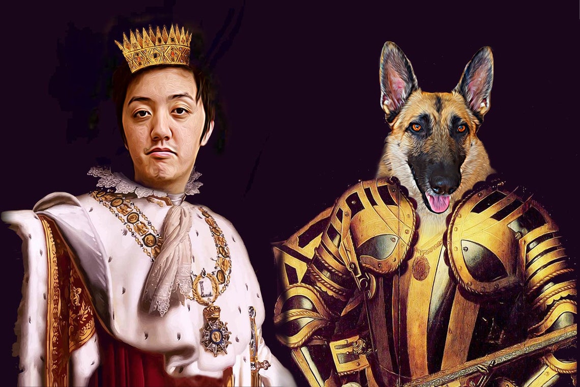 TWO Pet Portrait - King and Knight - Dog Portraits and Cat Portraits ...