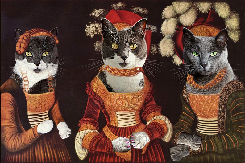 THREE Pet Portrait custom Pet Portraits Dog Portraits and | Etsy