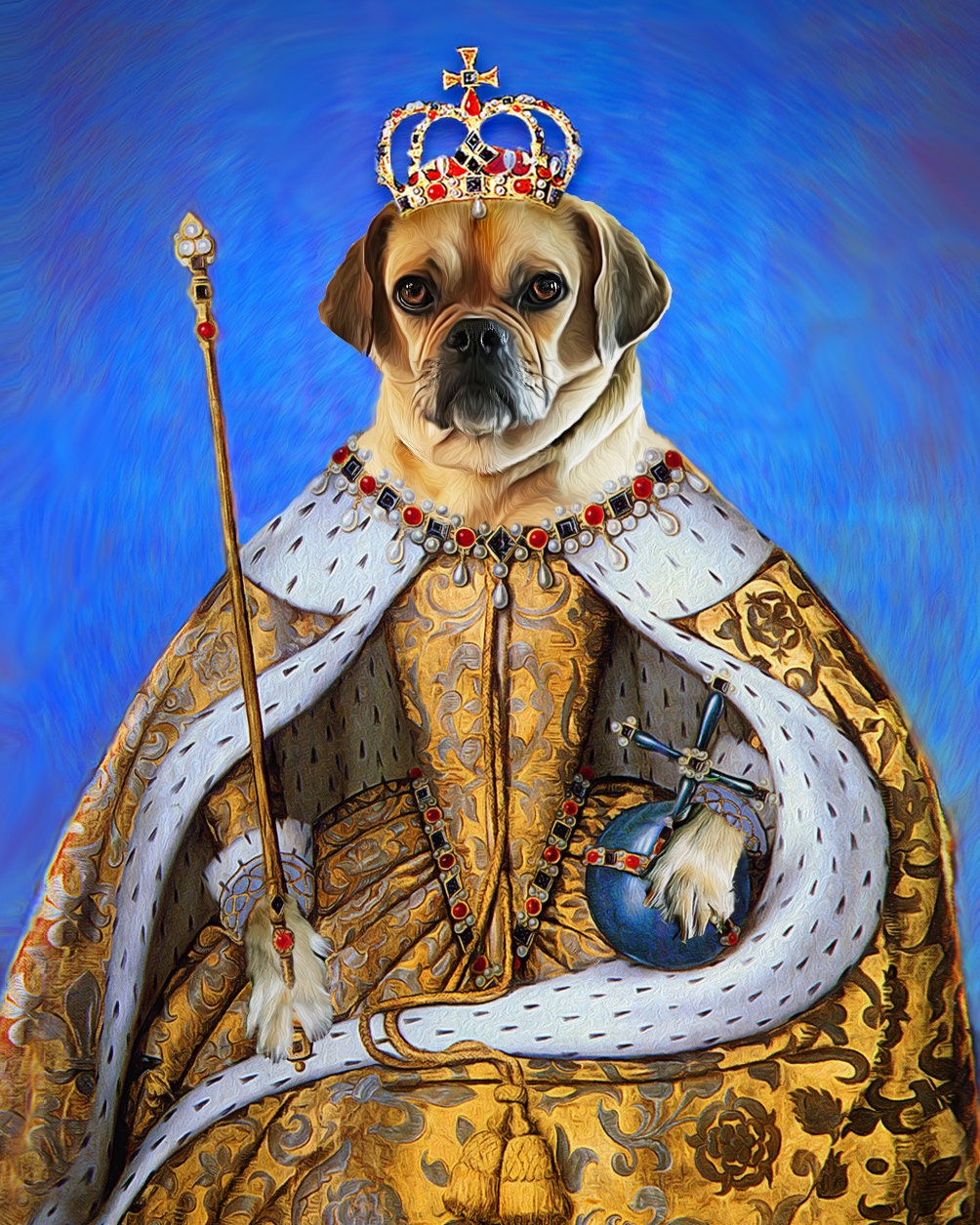 SINGLE Pet Portrait - Queen Elizabeth - Custom Pet Portraits - Dog ...